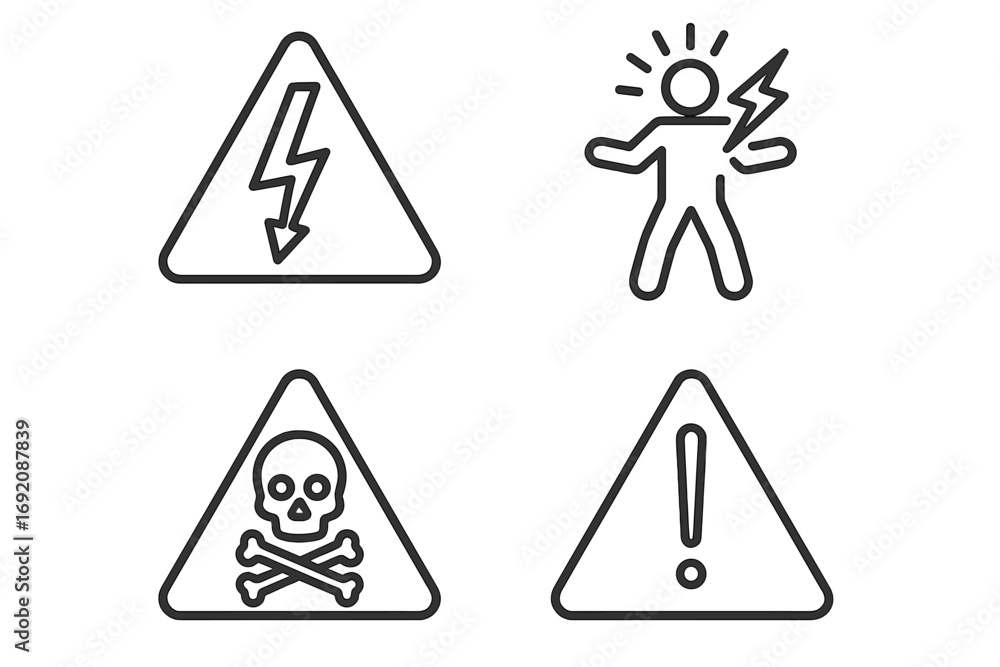 Electrical safety signs and symbols for hazard warning and caution ...