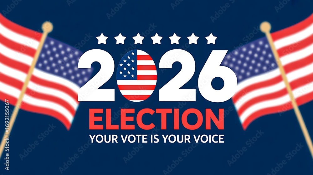 USA 2026 election with American flags Stock Photo | Adobe Stock