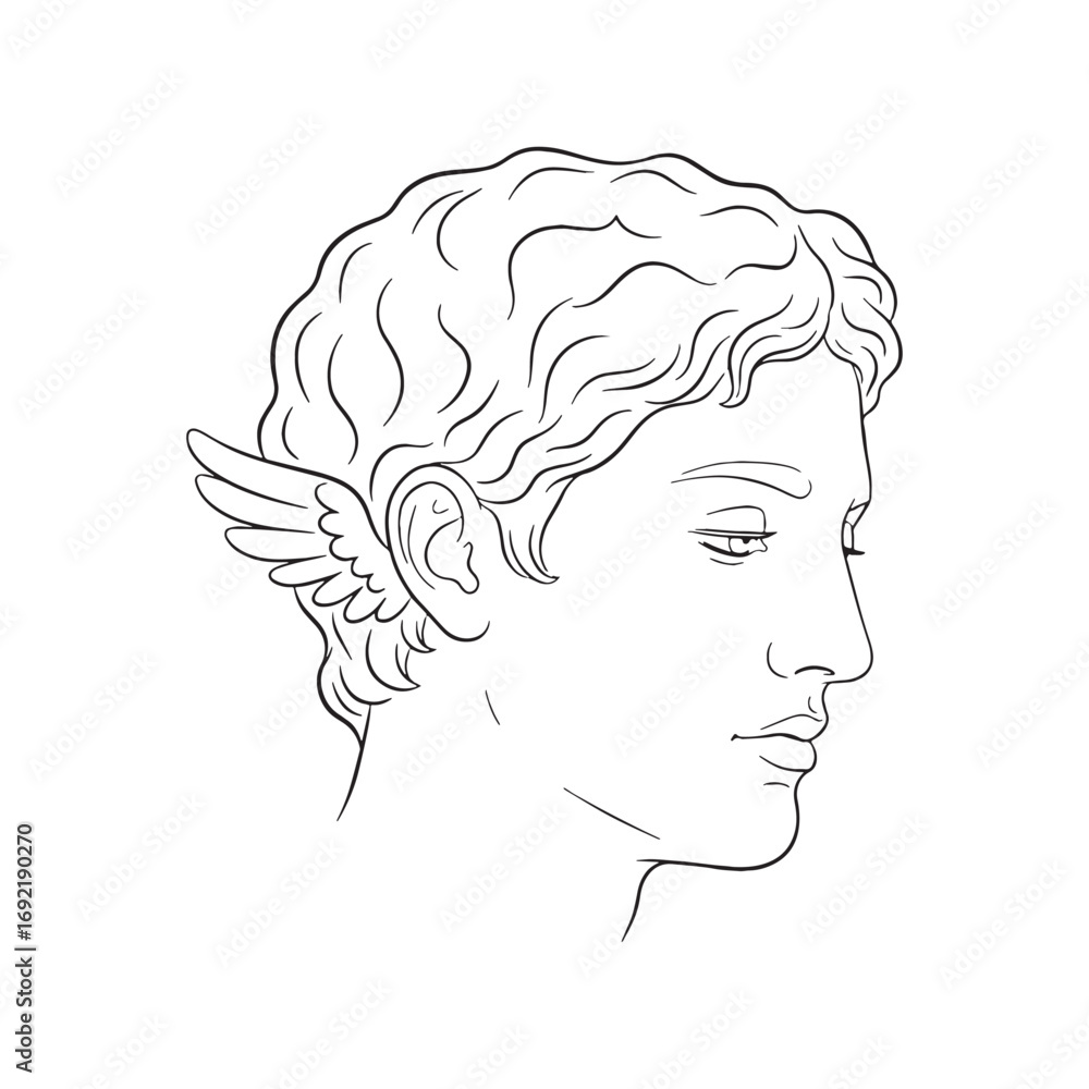 Mythical Hypnos Lineart – Hypnos Vector Illustration with Clean Dream ...