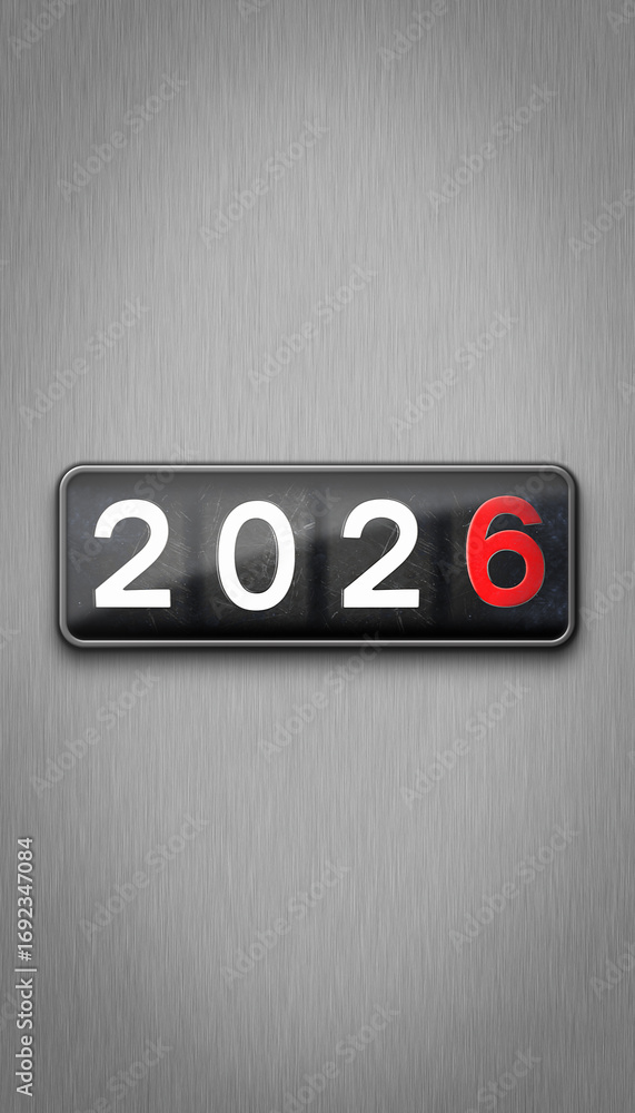 Vertical Illustration Of An Odometer Displaying The Year 2026