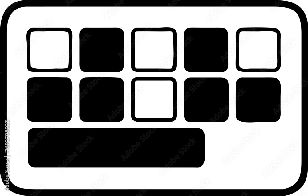 Simple black and white keyboard icon as a vector graphic. Minimalist ...