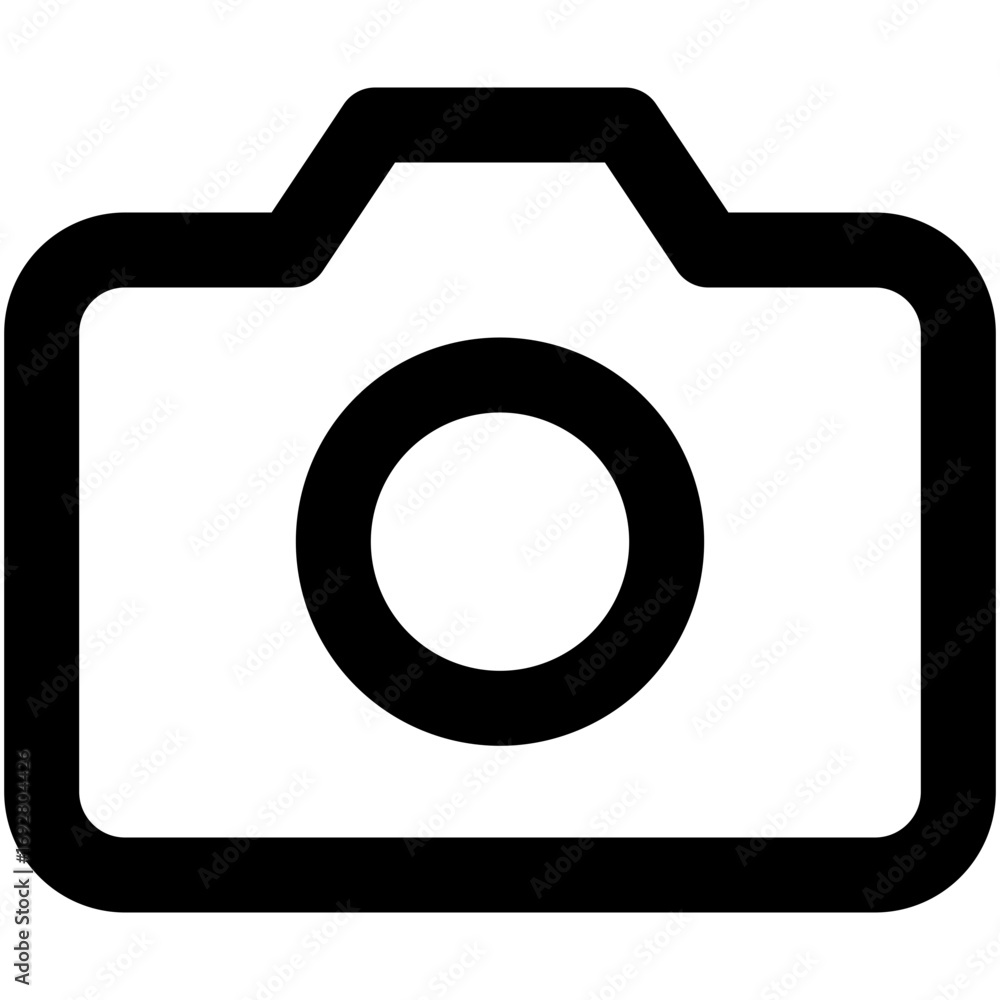 Simple line art camera icon representing a new photo notification ...