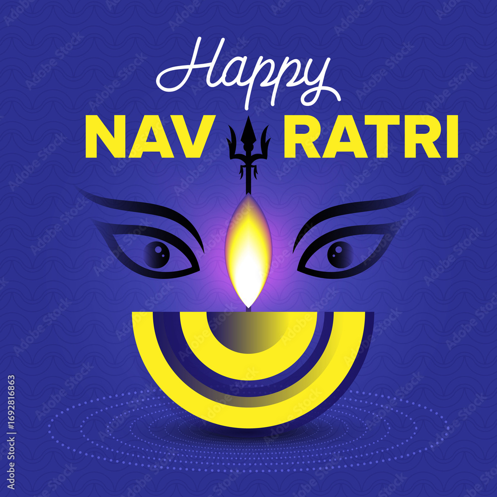 Happy Navratri Social Media Post Design with Trisul, Mataji, Diya, Diva ...
