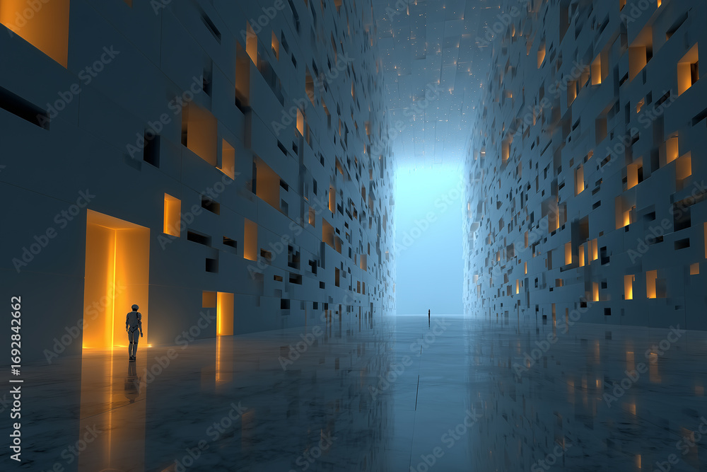 This world of endless void is a structure made of squares. AI exists ...