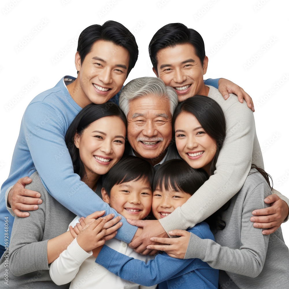 Multi-generational asian family portrait smiling together capturing ...