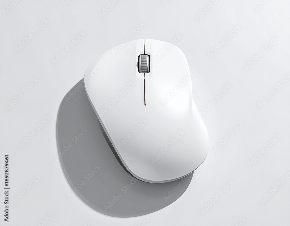 White Optical Mouse: A sleek white optical mouse casts a subtle shadow ...