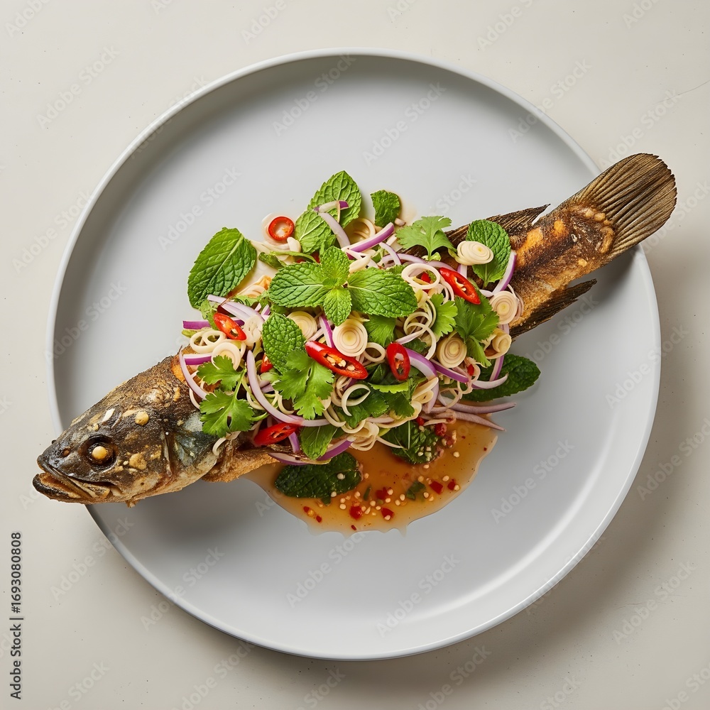 fried snakehead fish