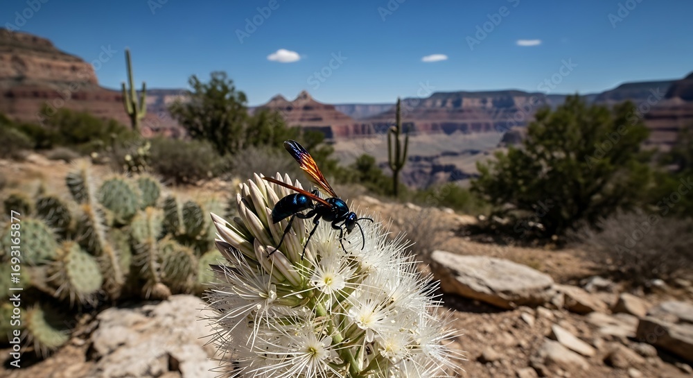 Tarantula Hawk Wasp on a Desert Plant in the Grand Canyon. Stock Photo ...