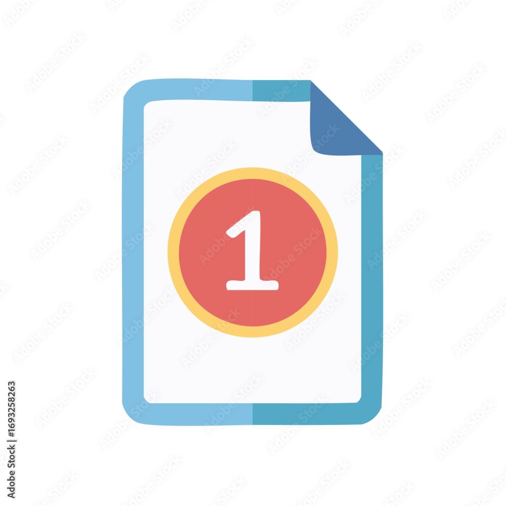 Illustrated Paper Sheet with Number One inside a Circle for Visual ...