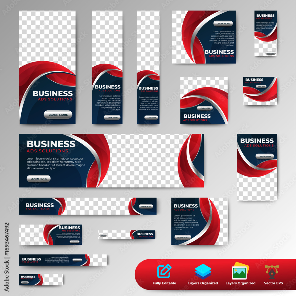 Corporate web banners ad set template design. Business advertising ...