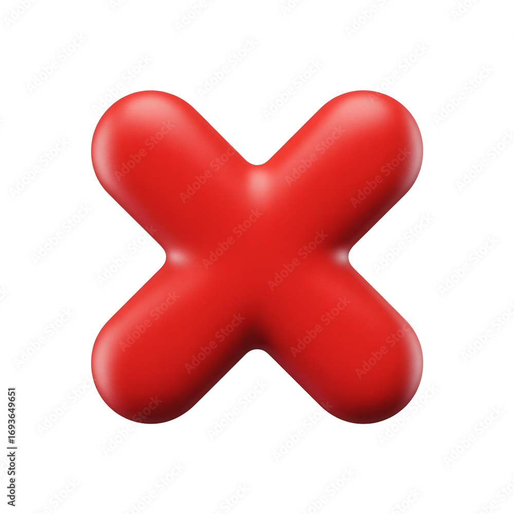 ภาพประกอบ Stock Red 3D Cross Mark Icon Illustration | 3D Rendered Red X ...