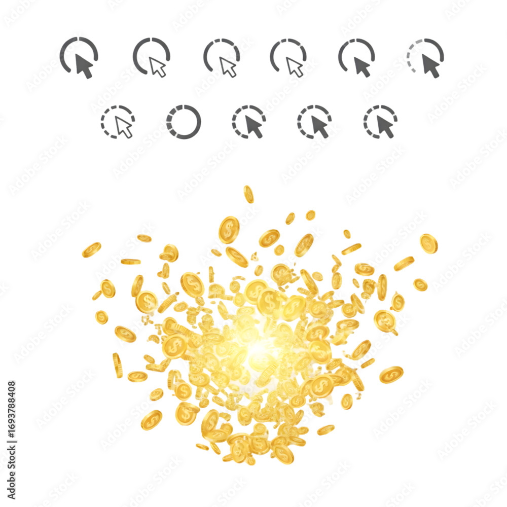 computer mouse click cursor gray arrow icons set and loading icons cursor icon vector ...