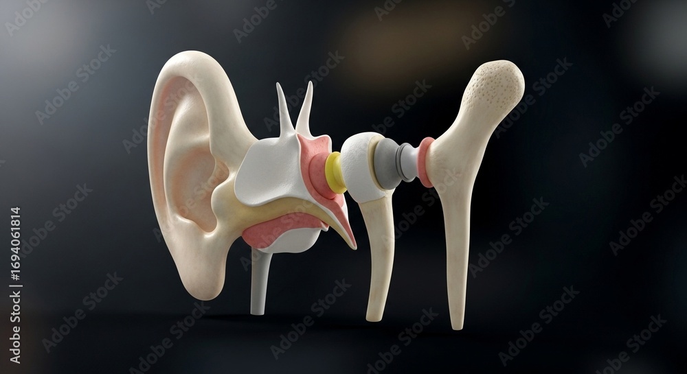 Detailed 3D Model of Human Ear Anatomy External Middle and Inner ...