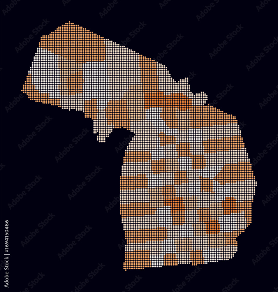 Michigan dotted map. Digital style map of the state on dark background ...