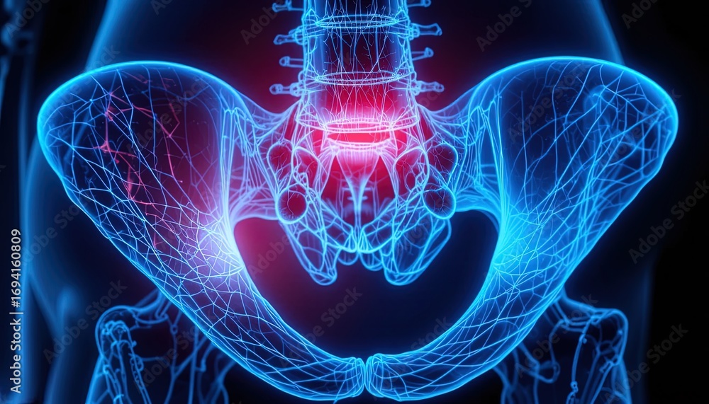 Explore the human pelvis anatomy with detailed skeletal structure and ...