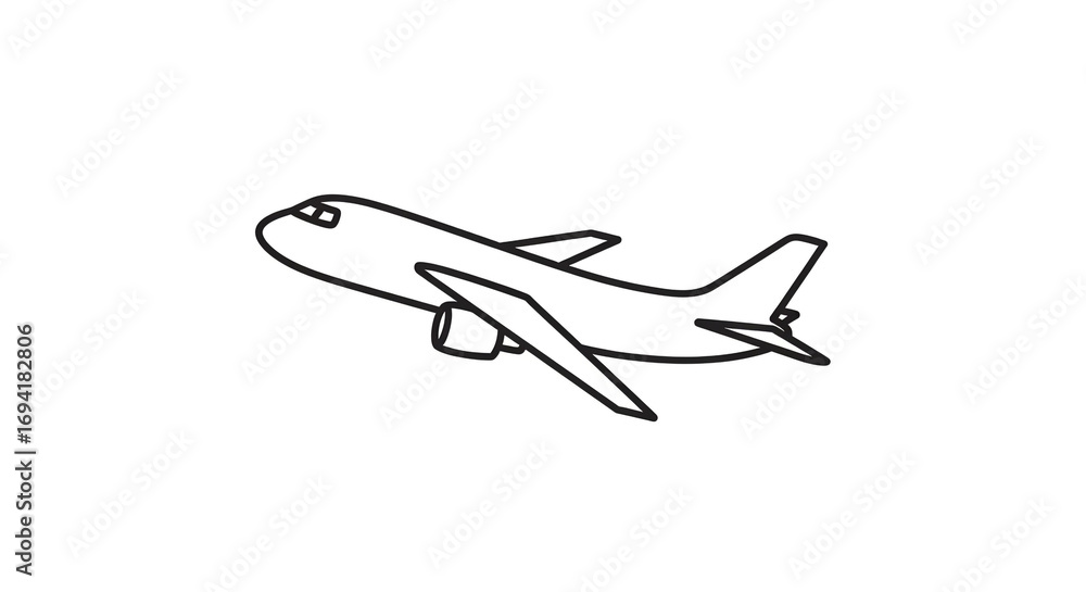 Airplane taking off into the sky with a simple line art design for ...