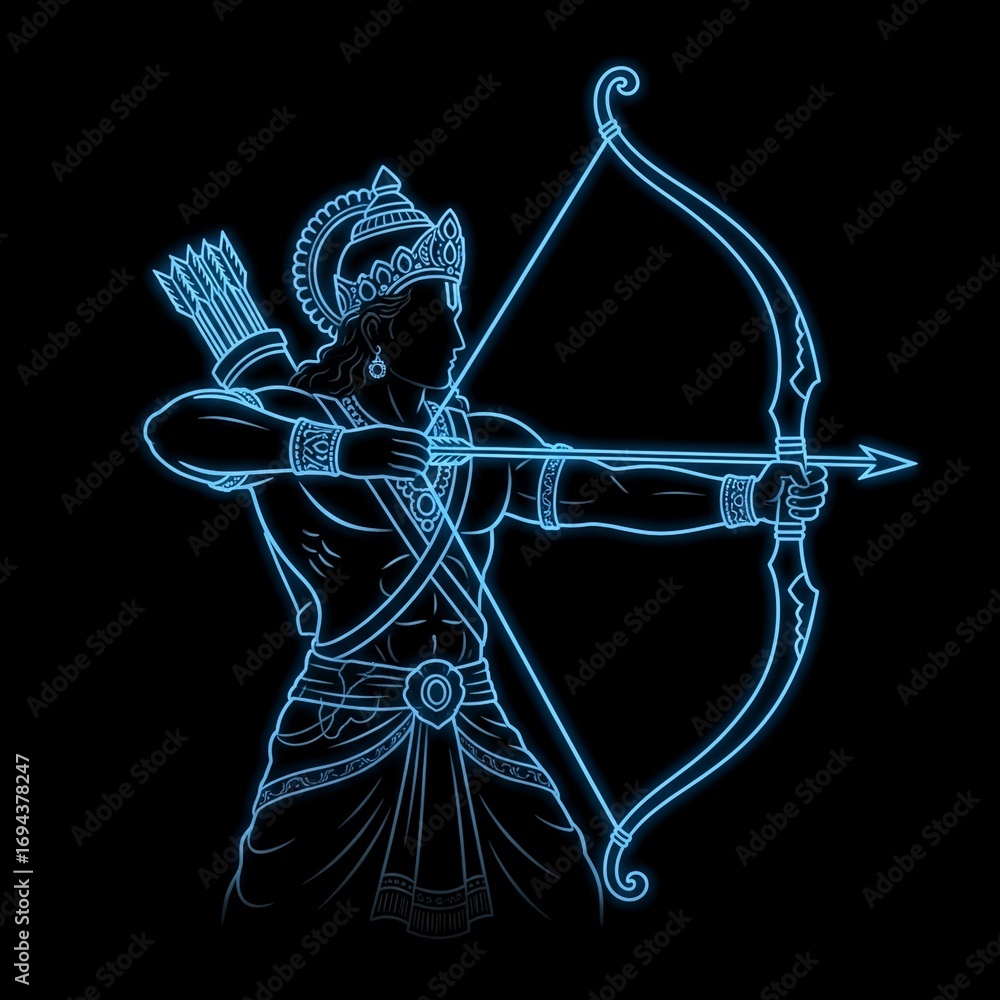Glowing Outline of Lord Ram from Ramayana Stock Photo | Adobe Stock