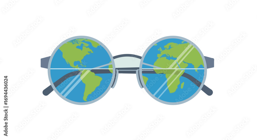 Praca wektorowa bez tantiem: Eyeglasses with Earth globe lenses ...
