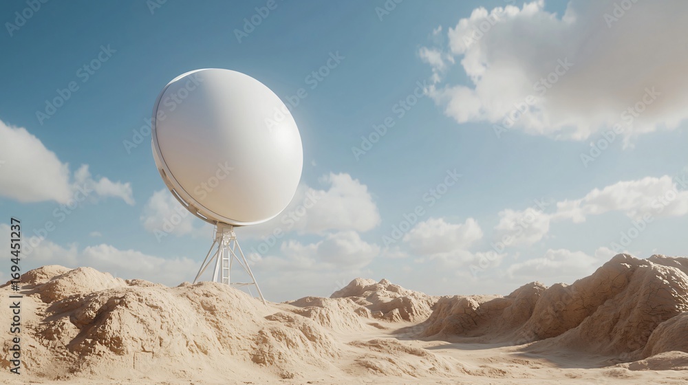 Wide panoramic shot of counter UAV radar system deployed in desert ...