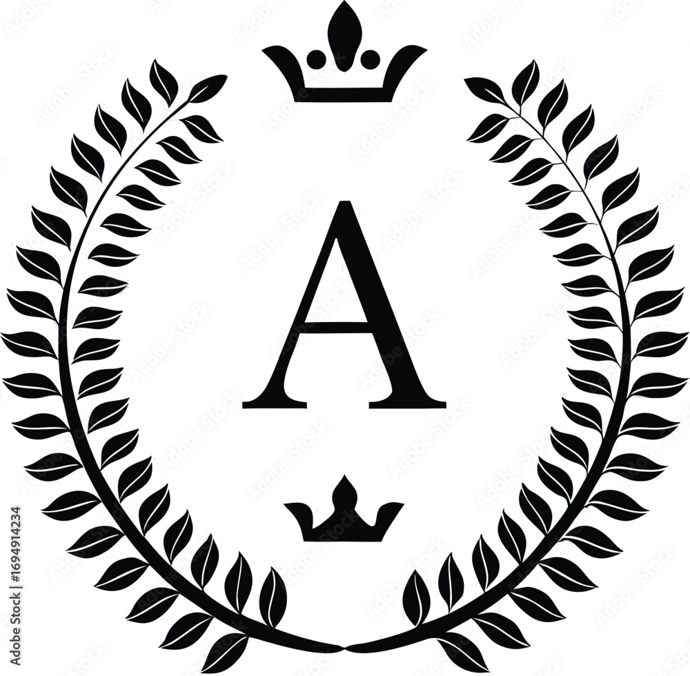 Letter a crown logo for king and queen sign beauty fashion star elegant ...
