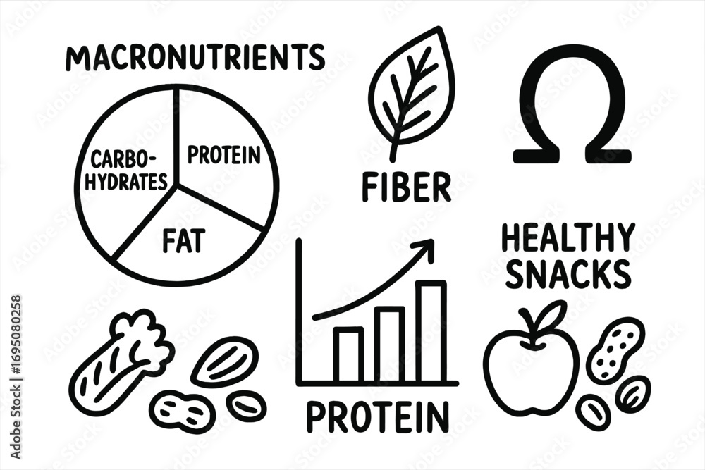 Nutrition Doodles. Nutrition basics: hand drawn doodles of ...