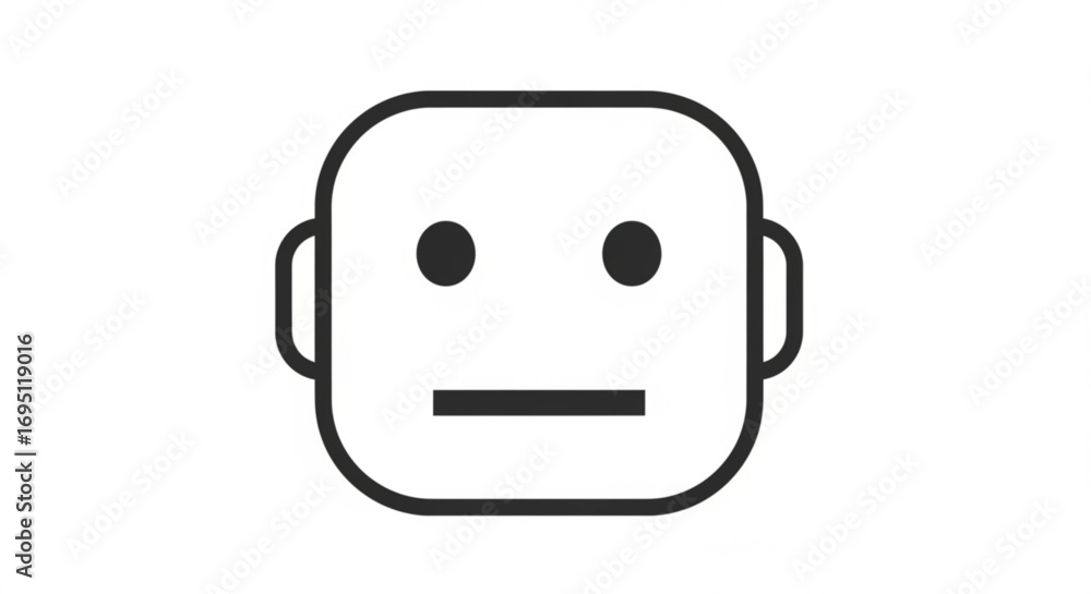 Simple robot head with square shape, eyes, mouth, and ears Stock Vector ...