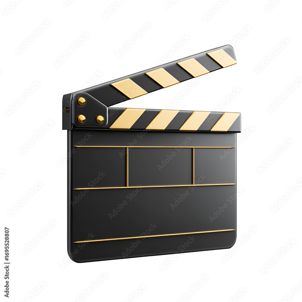 Black and Gold Clapper Board for Film Production and Editing on a ...