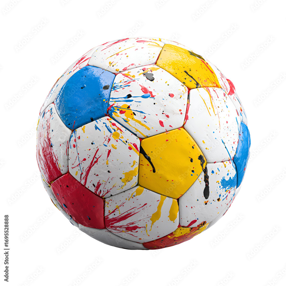 Artistic Paint Splattered Soccer Ball on a Transparent Background for ...