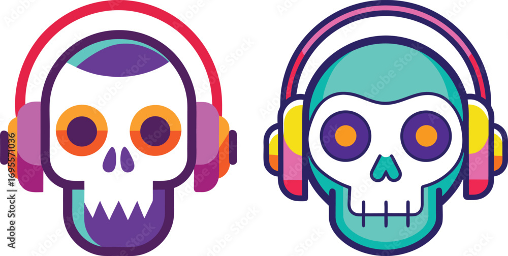 Scary human skull with bone teeth and face illustration vector tattoo ...