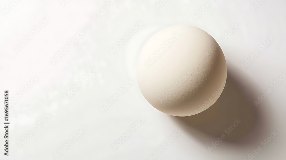 White sphere casting soft shadow on surface photographed in 4K with ...