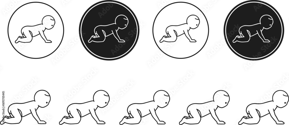 Silhouette Sequence of Crawling Baby in Motion, Developmental Stages ...