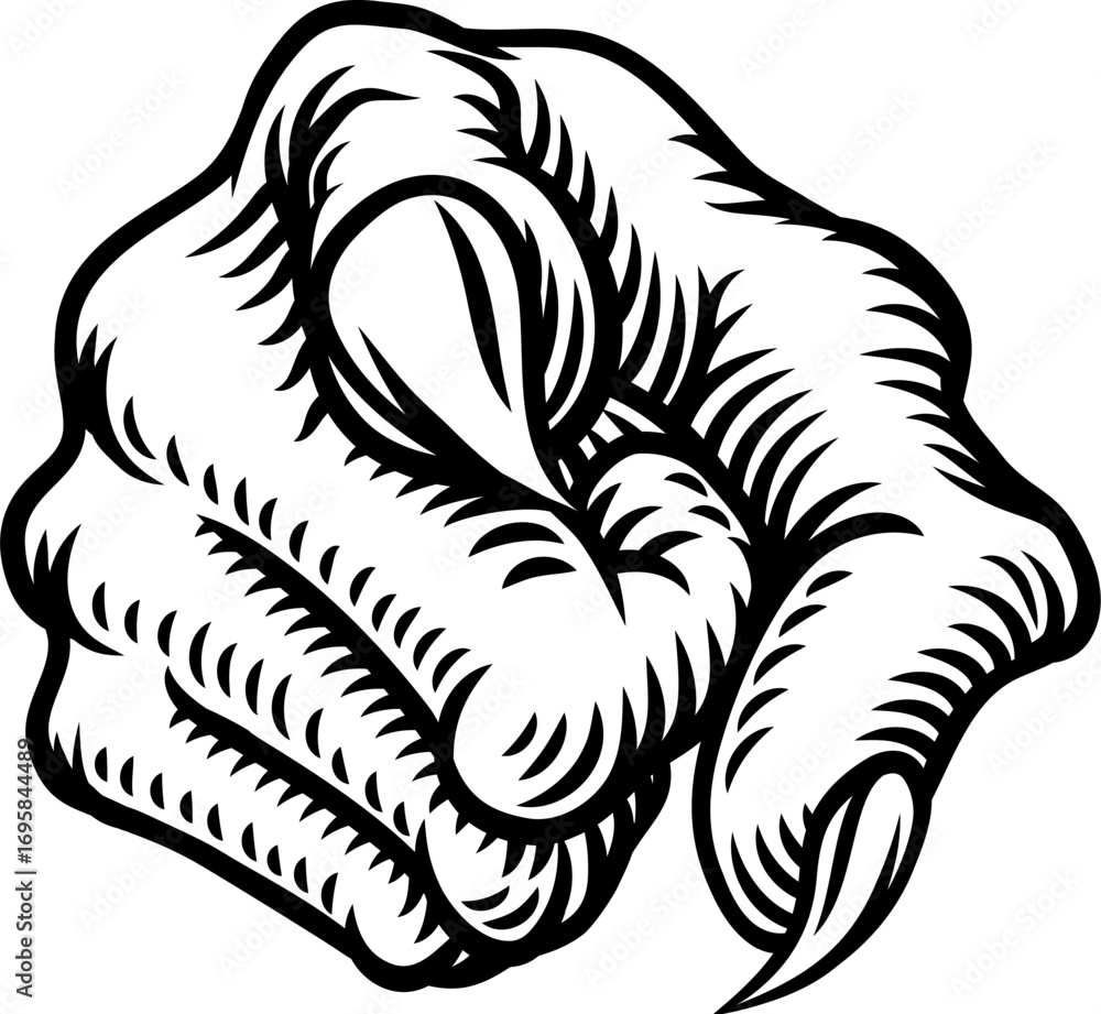 Cartoon Halloween illustration of monster claw hand with sharp nails or ...