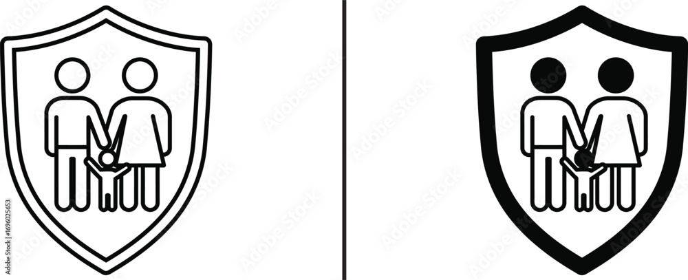 Couple Shield Icon: The image shows an emblem of a couple within a ...