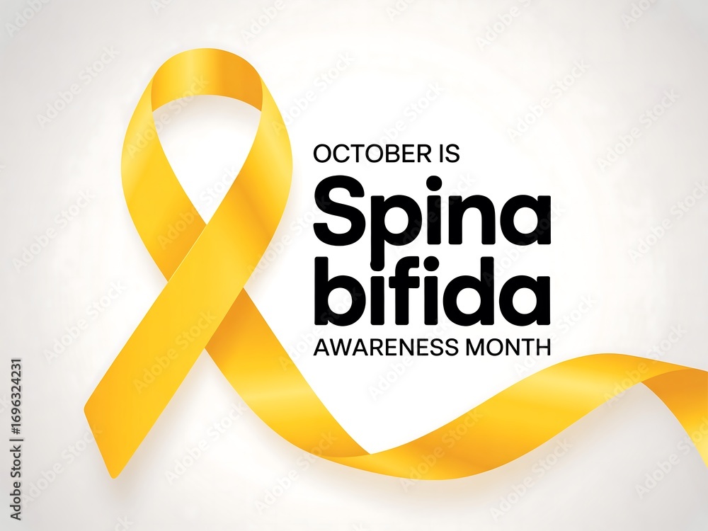 October is spina bifida awareness month with a prominent yellow ribbon ...