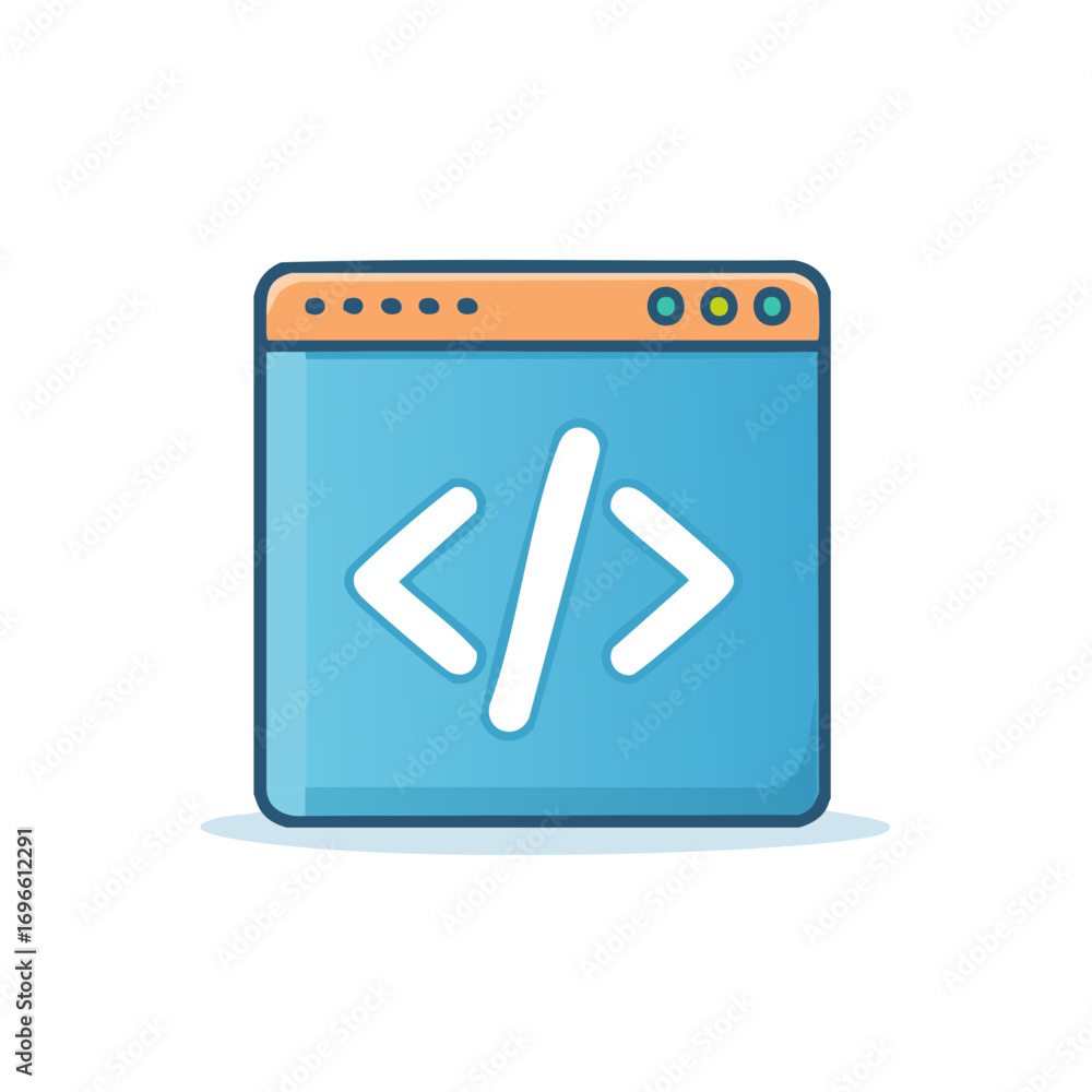 Coding Symbol Inside Browser Window Vector Illustration with HTML Tags Web Page Interface Stock ...