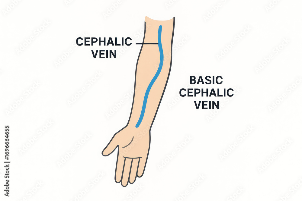 Cephalic Vein Anatomy Illustration - Arm Veins Explained [Illustration ...