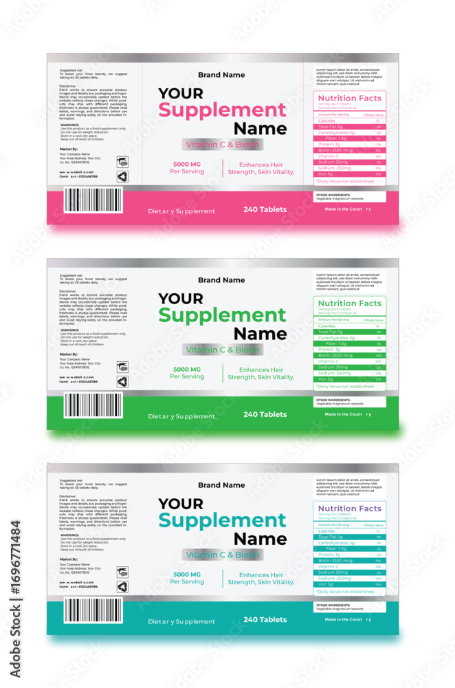 Supplement label template, dietary supplement label template ...