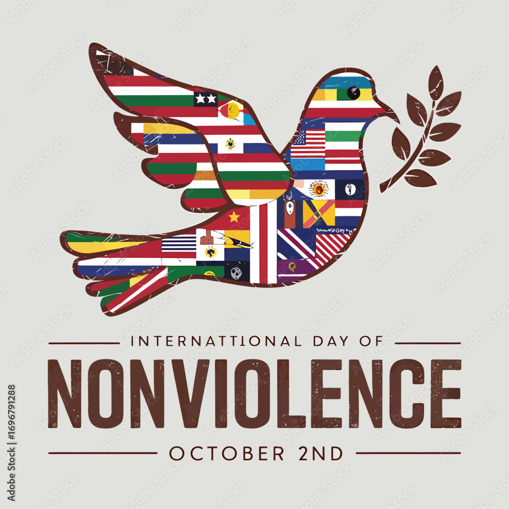 Vector art of international day of nonviolence on october 2nd ...