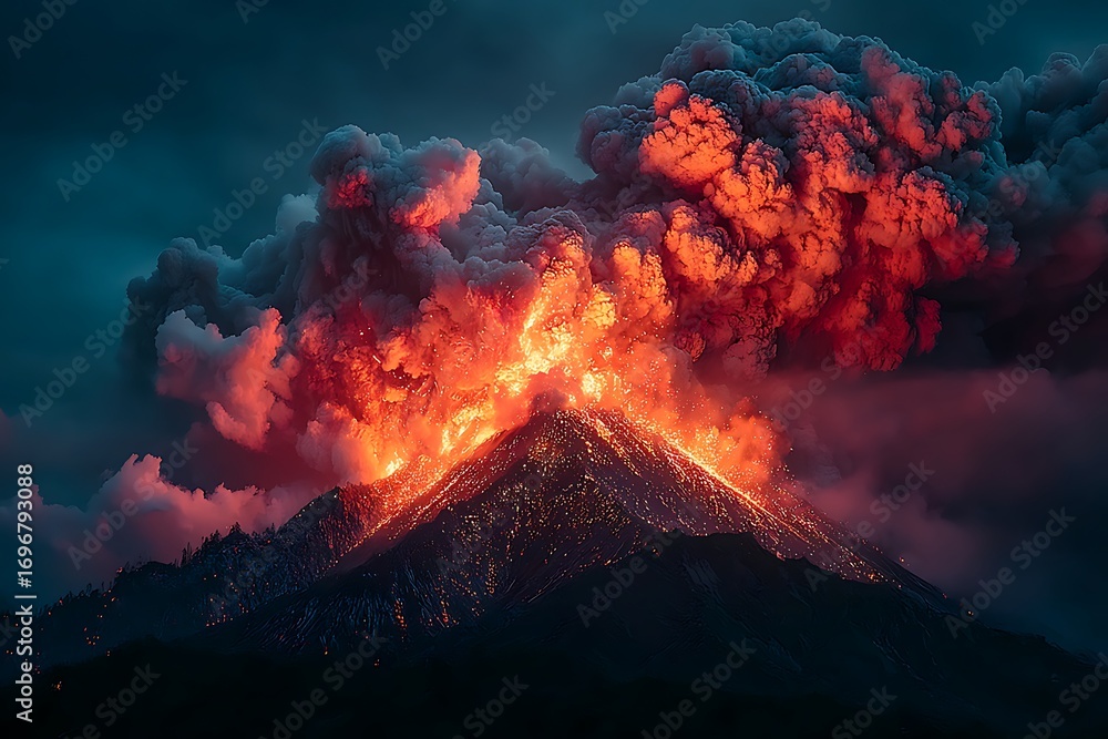 Active volcano spewing lava and smoke high resolution Images Stock ...