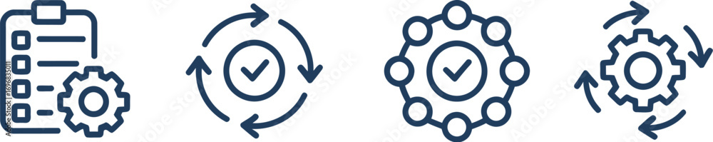 Process icons representing workflow, cycles, and task management with ...