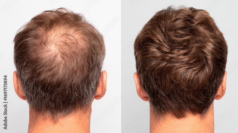 Hair Transformation: A stunning visual comparing hair loss and regrowth ...