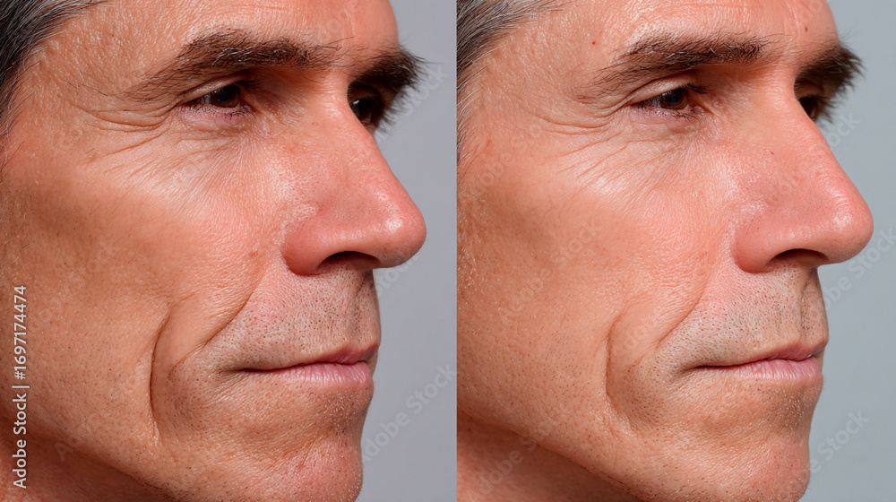 Stock-Foto „Facial Transformation: A before and after view of mature ...