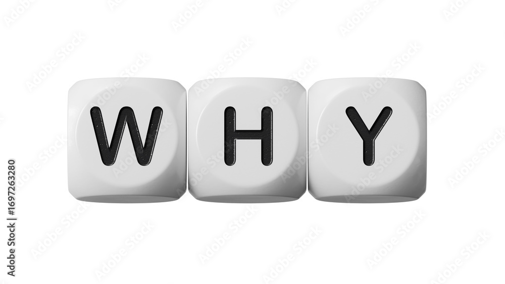 Why Closeup of word with question mark on wooden dice. Reason why ...