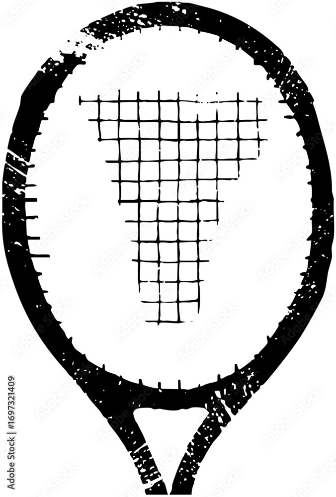 Vector Detailed tennis racket with string grid. Stock Vector | Adobe Stock