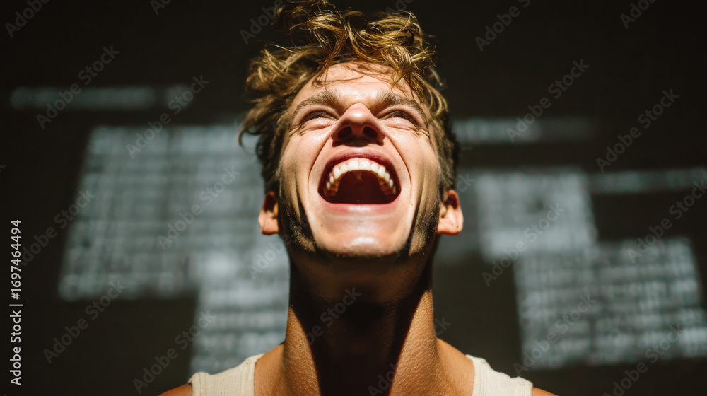 captivating theater scene where actor is expressing strong emotions ...