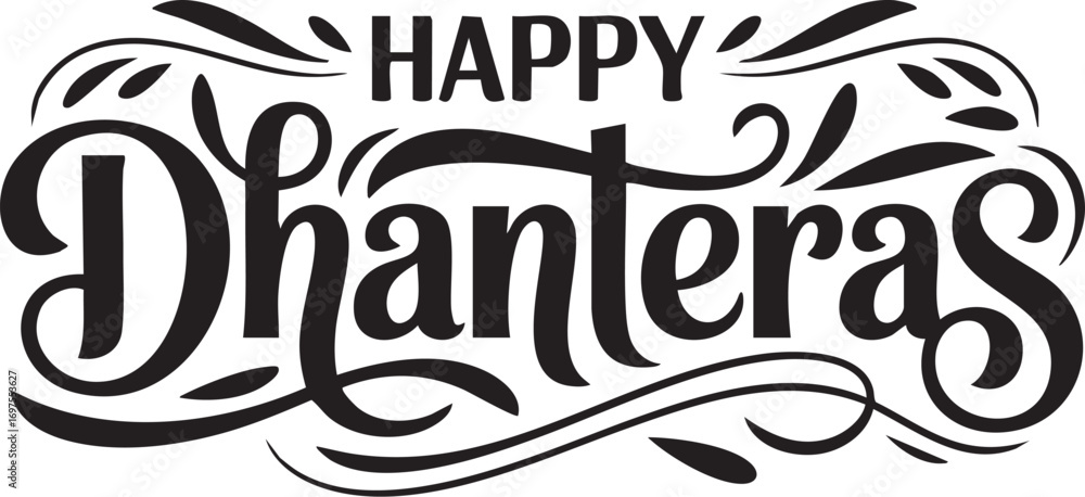 Happy Dhanteras Typography Design Elegant Festive Lettering Stock ...