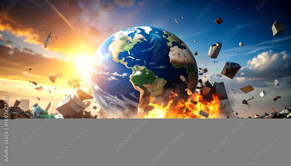 Cinematic Slow Motion Capture of Earth Decaying into Trash and Debris ...