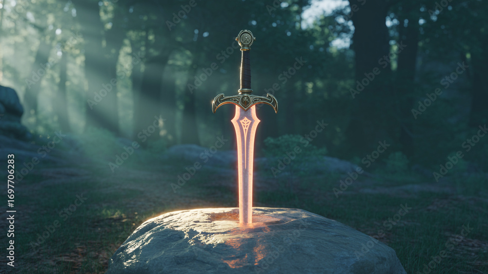 Sword in the stone fantasy art glowing blade magical weapon arthurian ...