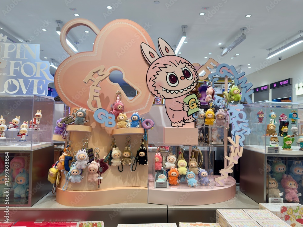 Portland, OR - September 10, 2025. Pop Mart store display with cute ...