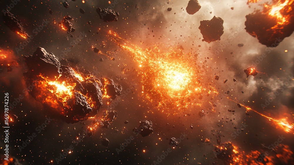 advanced drones collecting alien plasma from energy core in asteroid ...